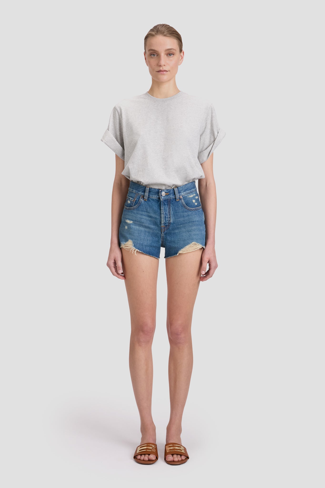 VICTORIA BECKHAM Victoria Beckham Distressed Denim Shorts